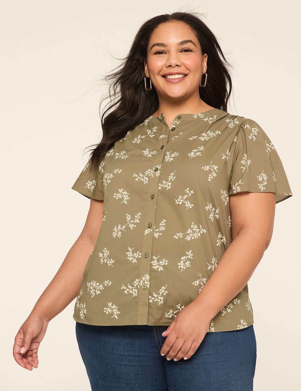 Swing Flutter Sleeve Button Down Bl | LaneBryant
