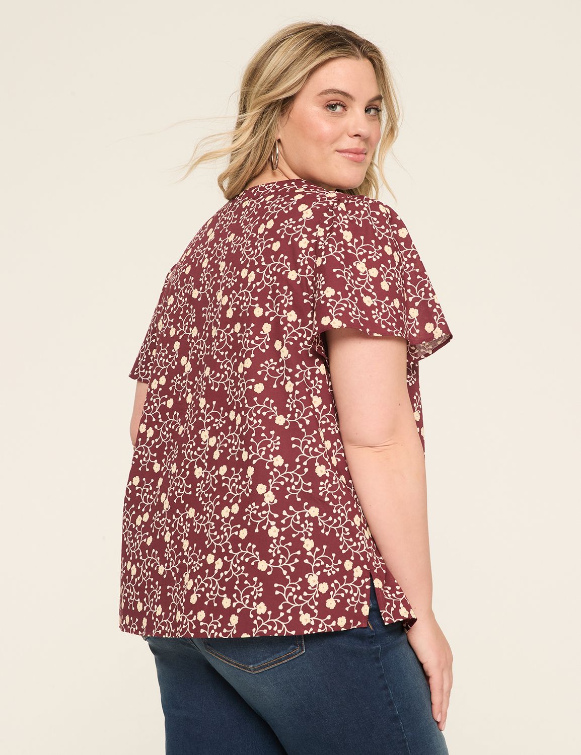 Swing Flutter Sleeve Button Down Bl | LaneBryant