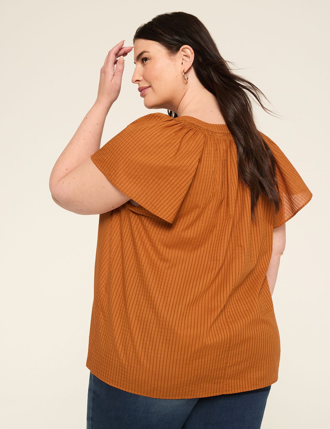 Swing Flutter Sleeve Split Neck Pop | LaneBryant