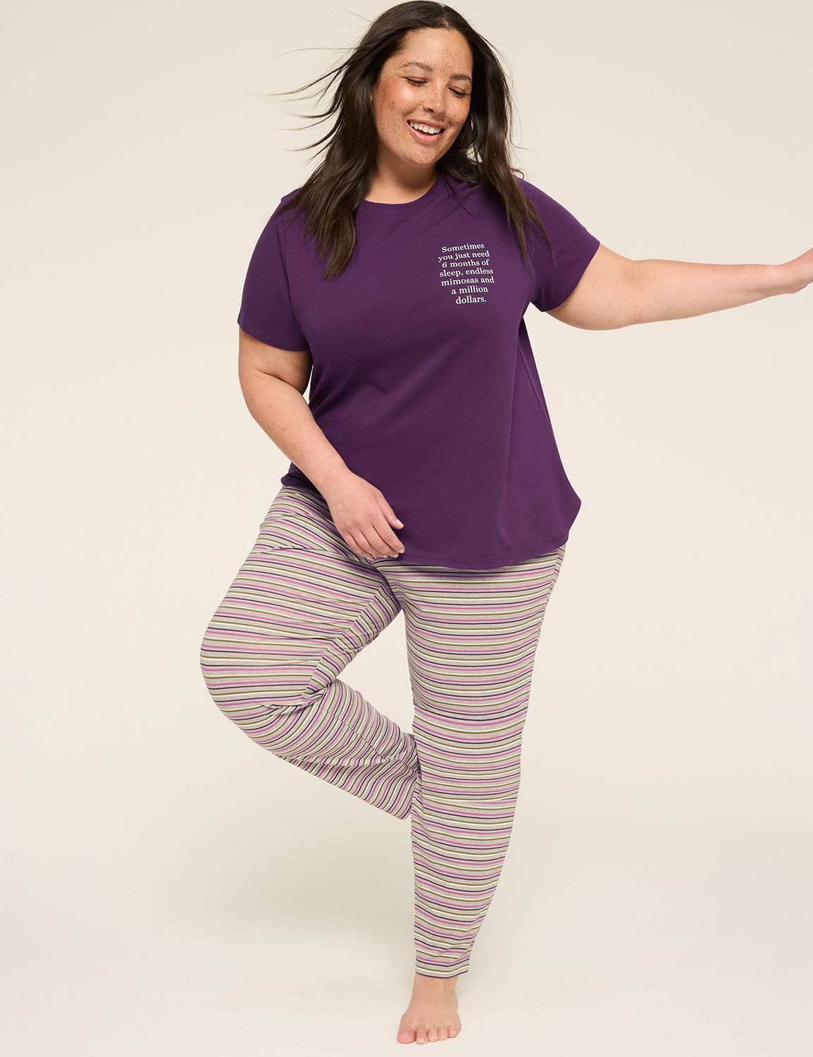 SS Tee Straight Leg PJ Set 1146181 | LaneBryant
