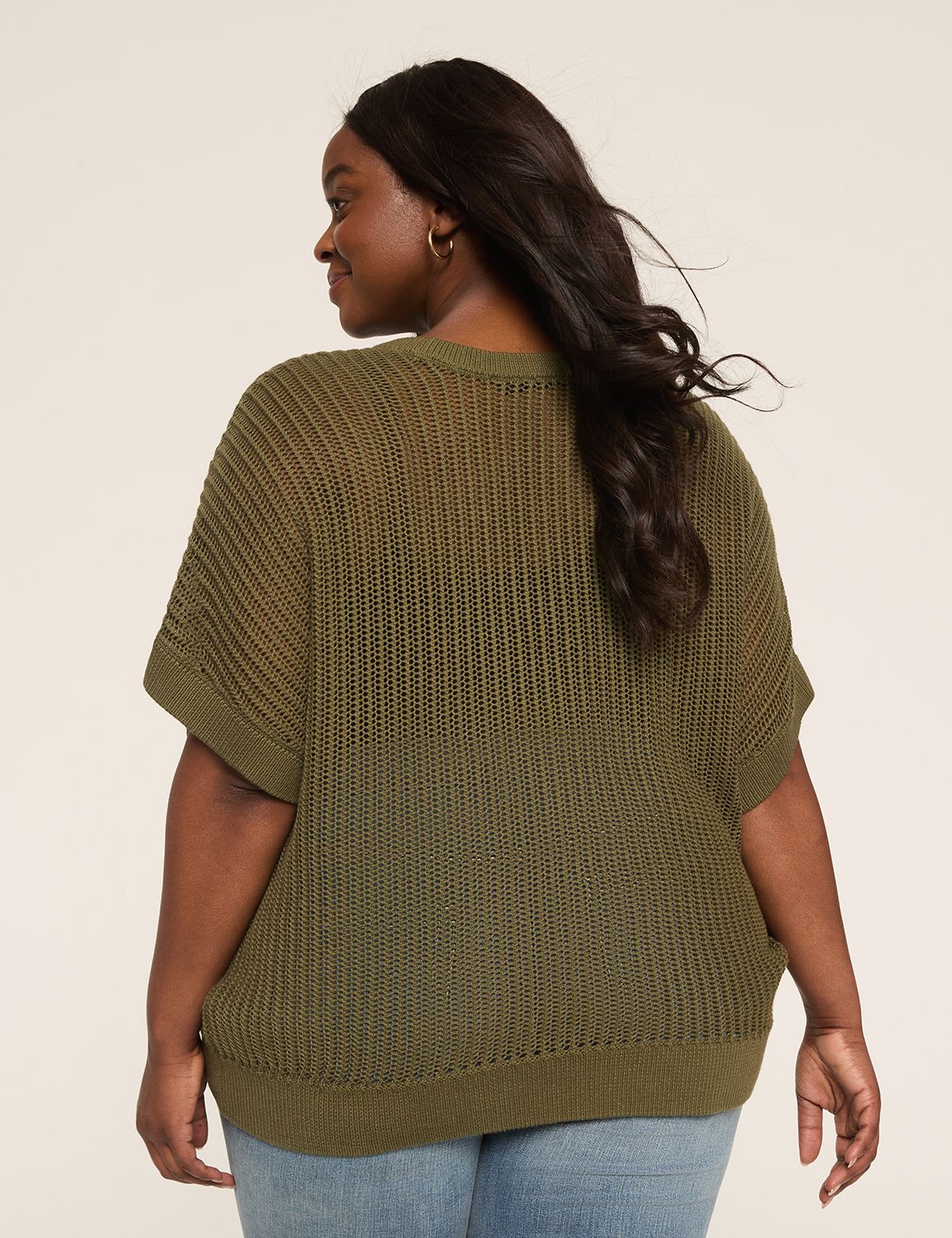 Relaxed Short Sleeve Stitch Sweater | LaneBryant
