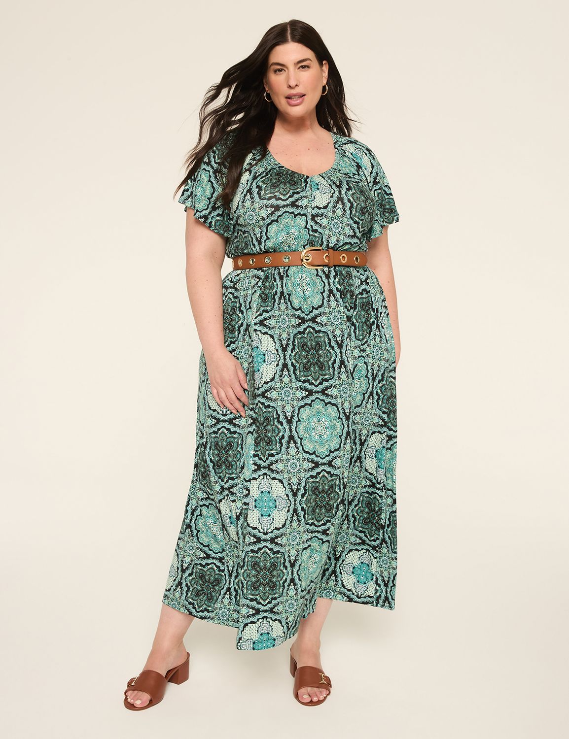 FLUTTER SLEEVE VNECK ELASTIC WAIST | LaneBryant