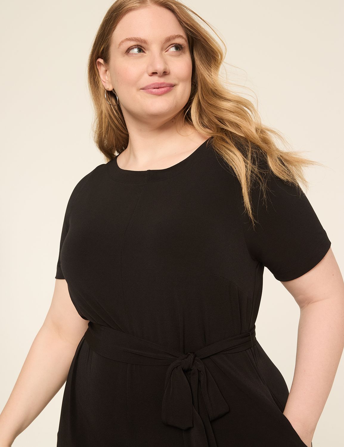 SS WIDE LEG TIE WAIST JUMPSUIT 1146 | LaneBryant