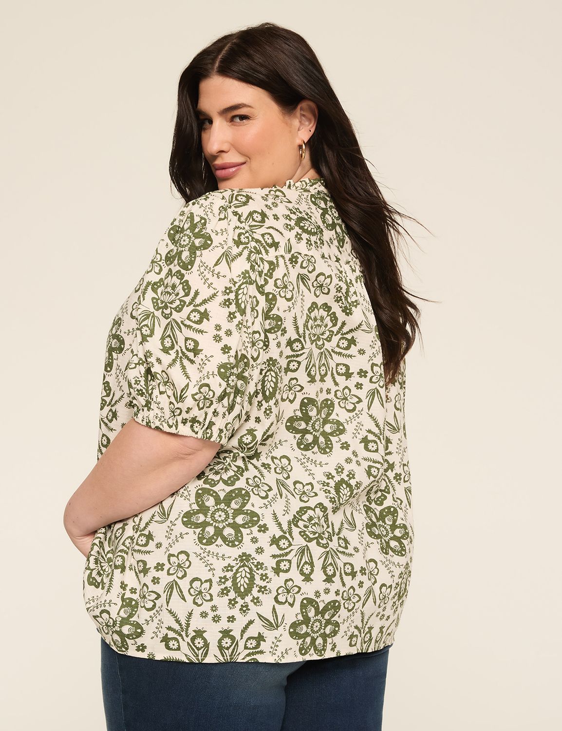 Classic Swing SS Split Neck Button | LaneBryant