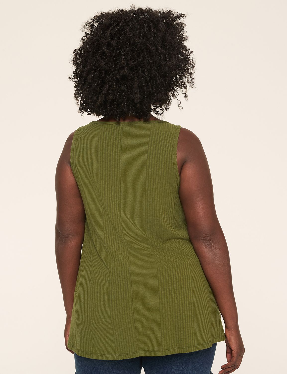 Casual Sleeveless Notch Neck Rib Ta | LaneBryant