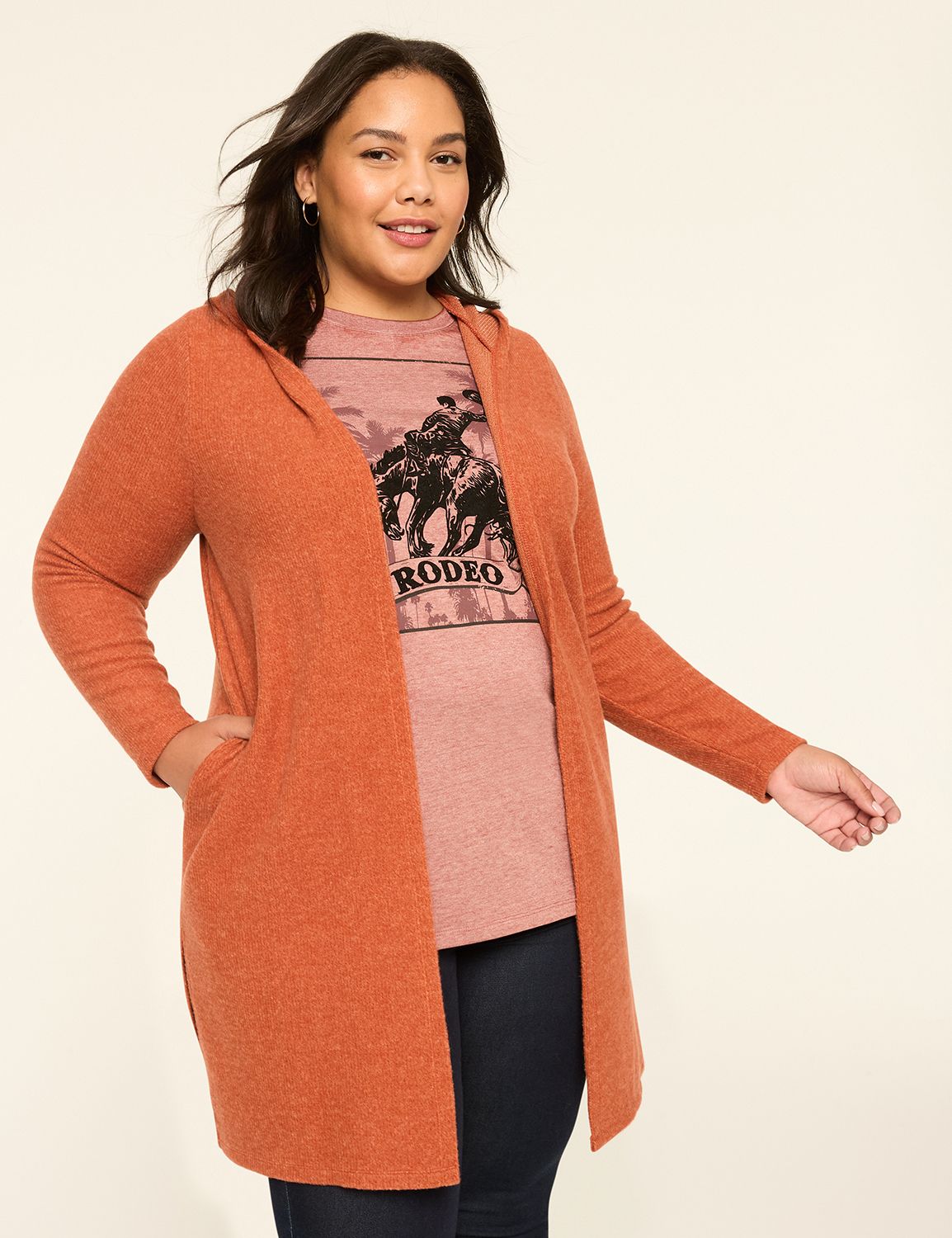 Casual Long Sleeve Open Front Hoodi | LaneBryant