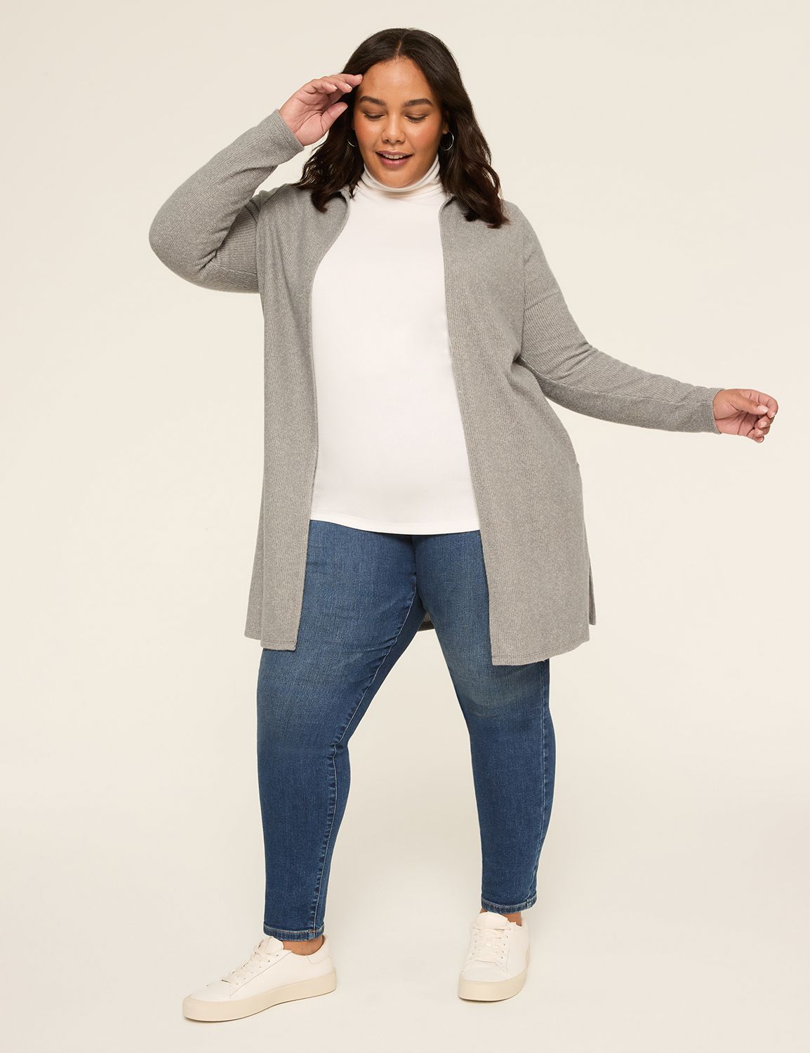 Casual Long Sleeve Open Front Hoodi | LaneBryant