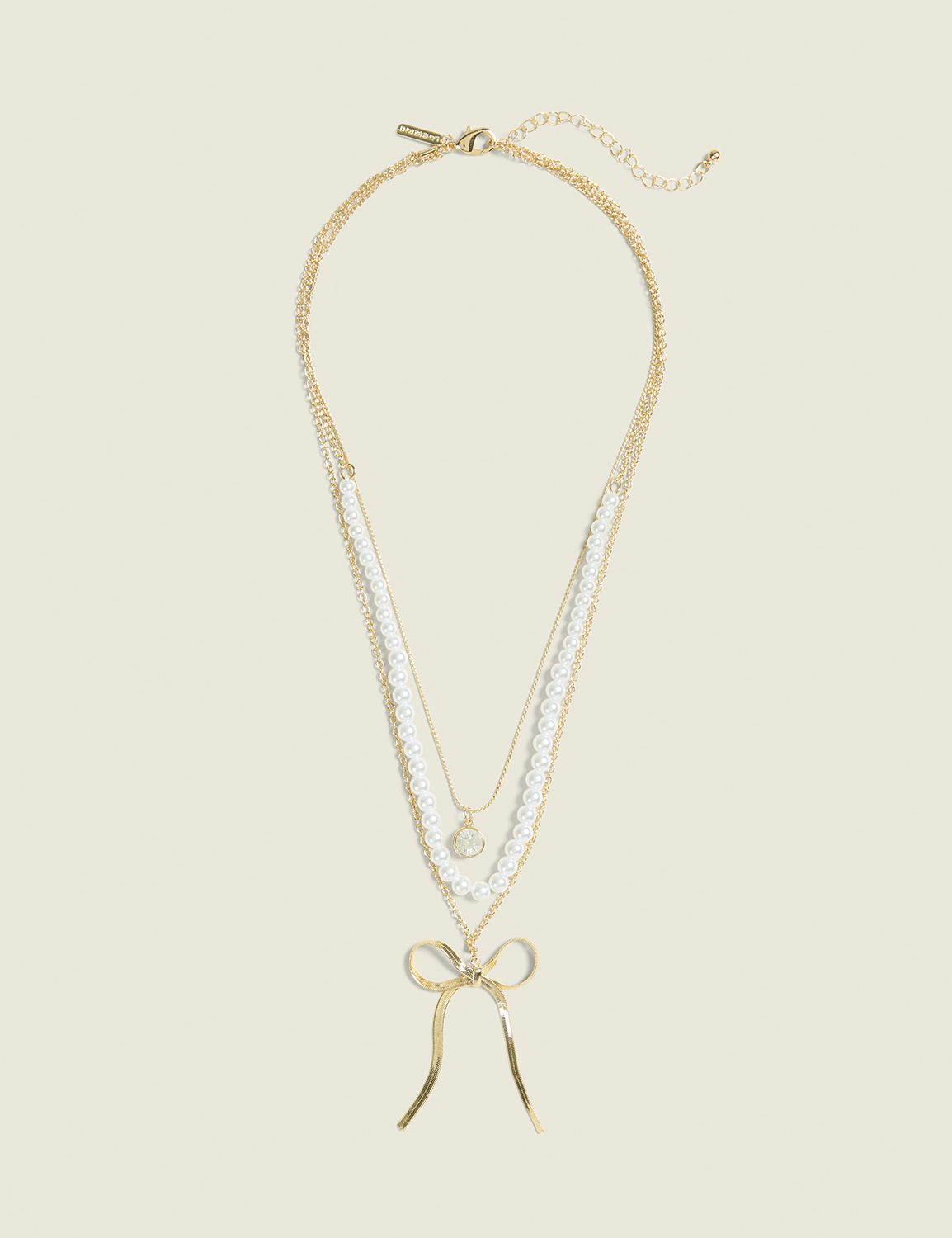 Pearl & Bow Multi Row Necklace | LaneBryant
