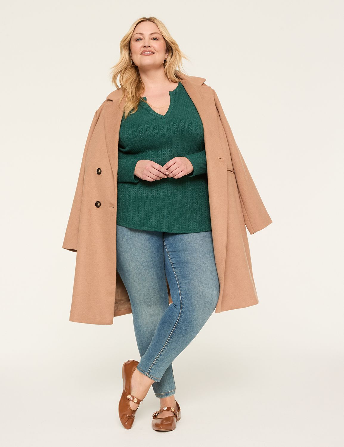 Casual Long Sleeve V-Notch Neck Tun | LaneBryant