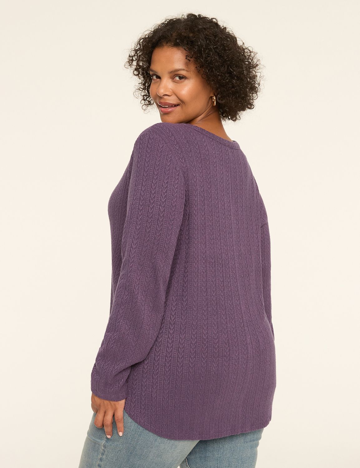Casual Long Sleeve V-Notch Neck Tun | LaneBryant