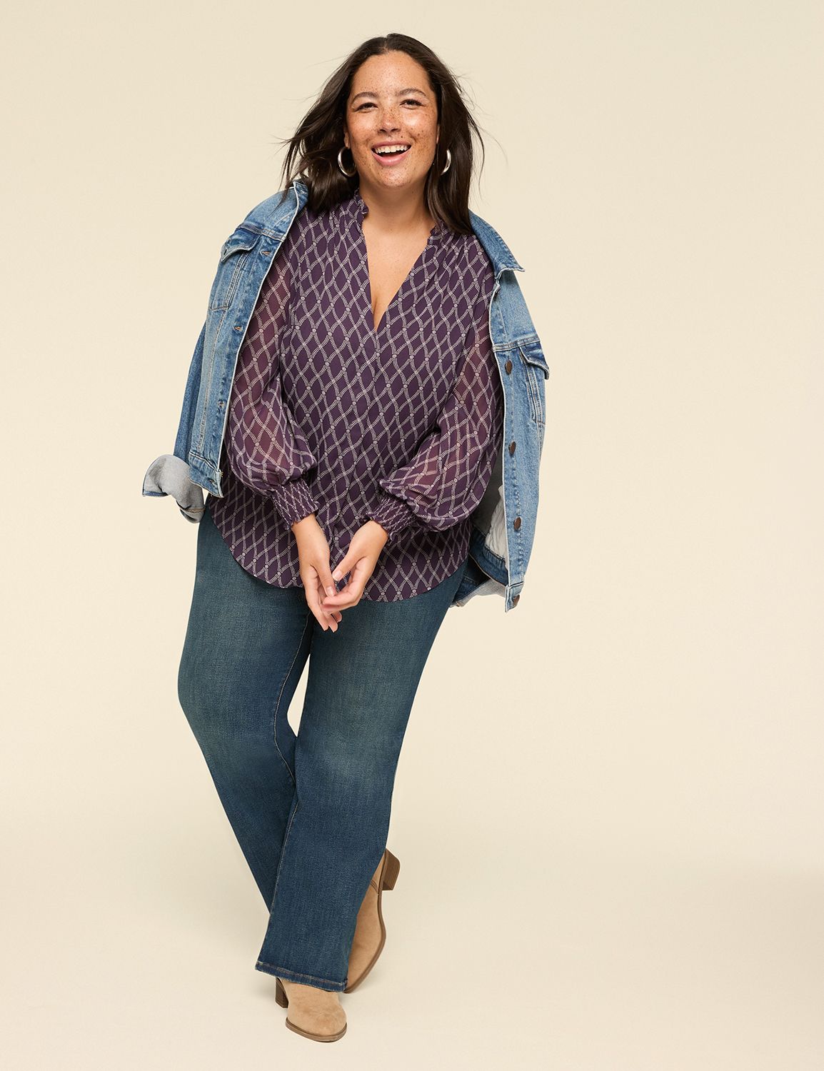 Classic LS Button Front Split Neck | LaneBryant