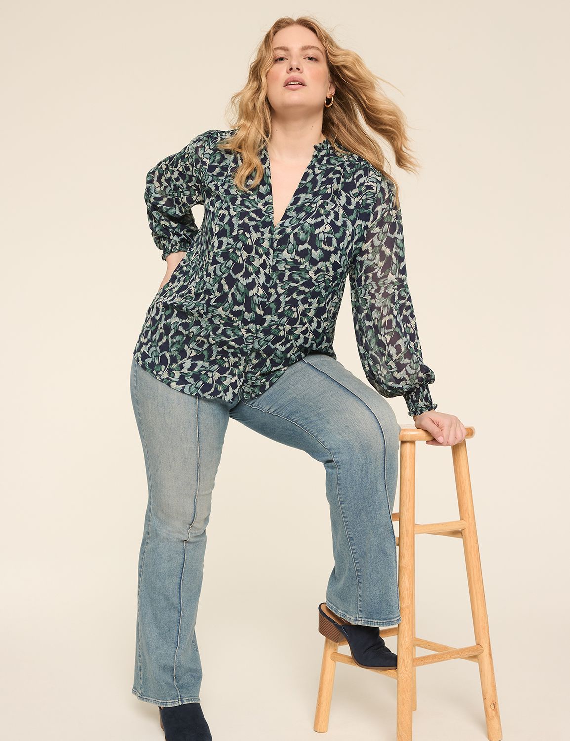 Classic LS Button Front Split Neck | LaneBryant