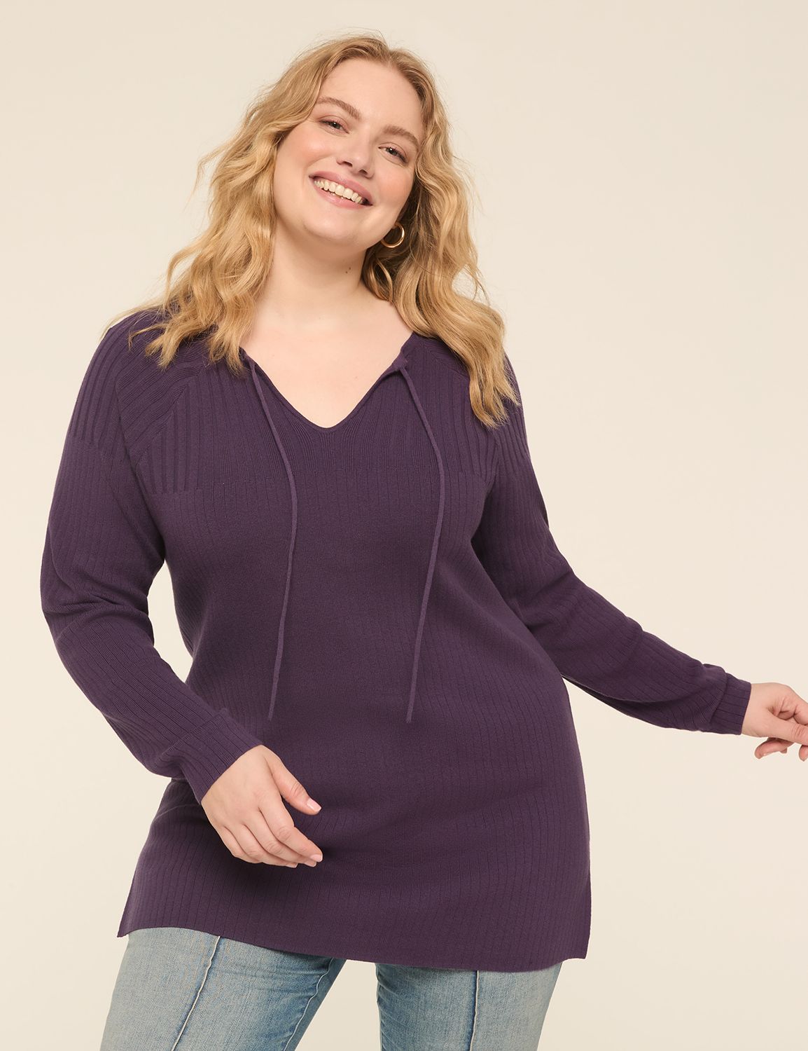 Classic Long Sleeve Tie Pullover Tu | LaneBryant