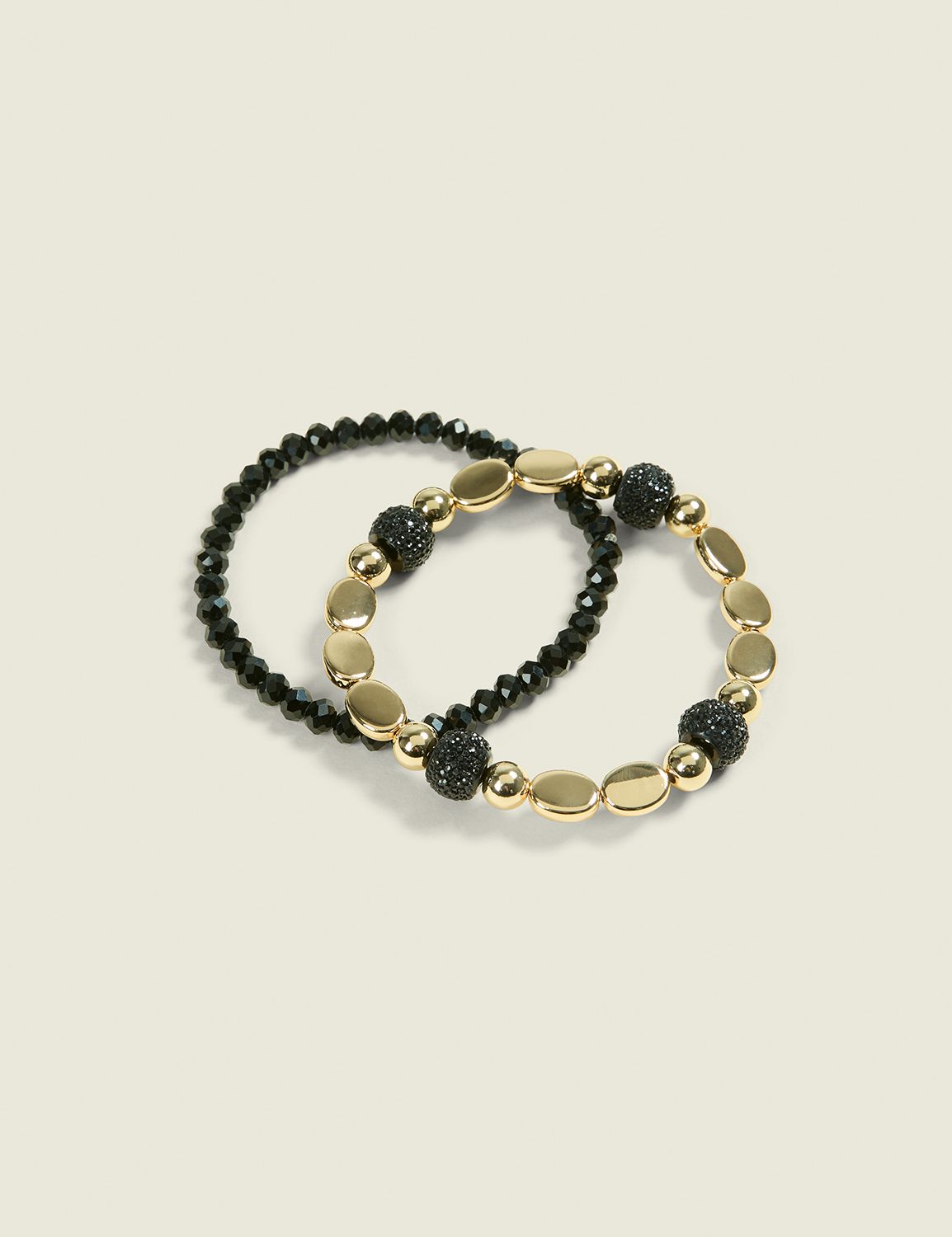 Black & Gold Stretch Bracelet 2 Pac | LaneBryant