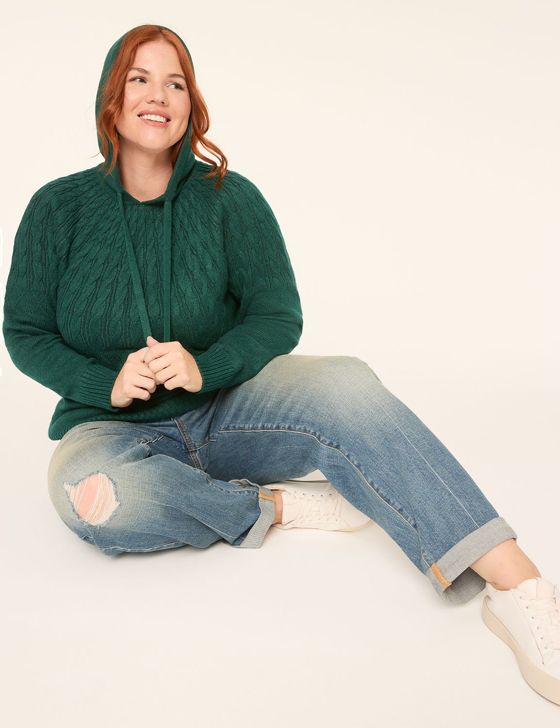 Classic Long Sleeve Cable Sweater H | LaneBryant