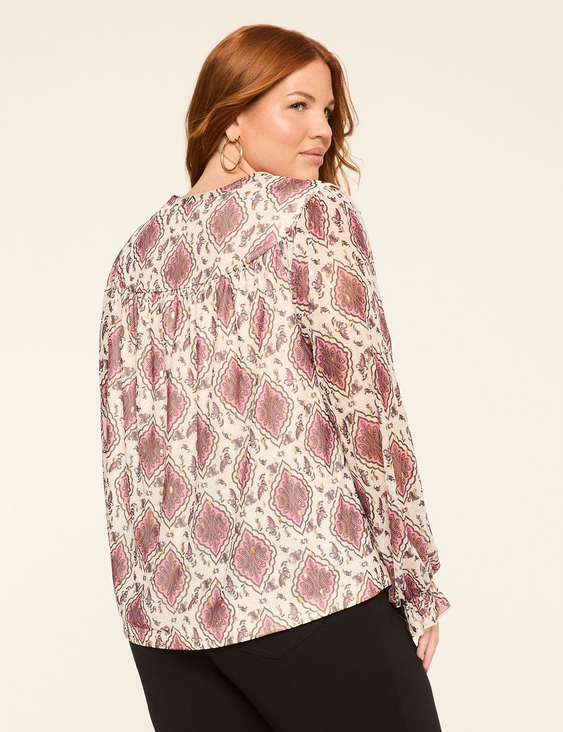 Long Sleeve Zen Neck Swing Top F 11 | LaneBryant