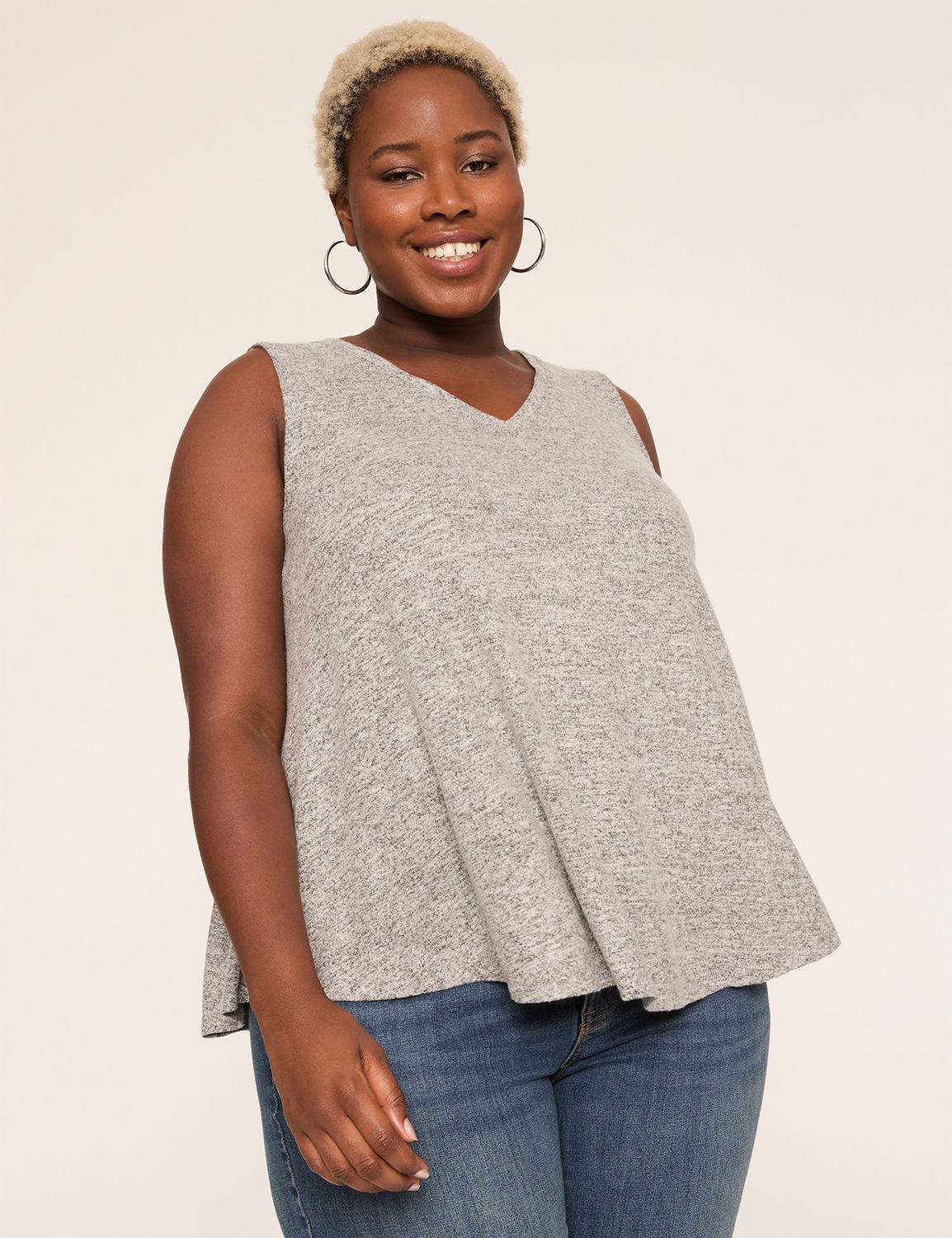 Sleeveless V-Neck Swing Tank - FOIL | LaneBryant