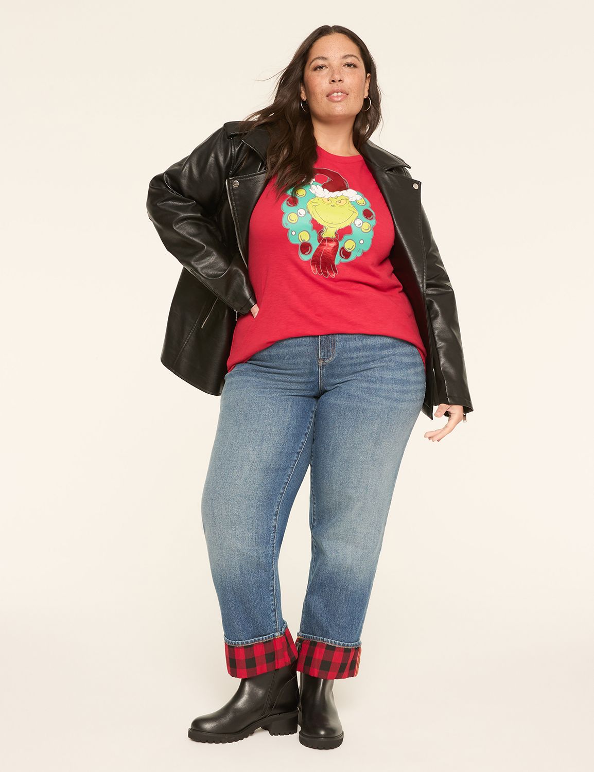 Grinch Wreath Long-Sleeve Graphic Tee | LaneBryant