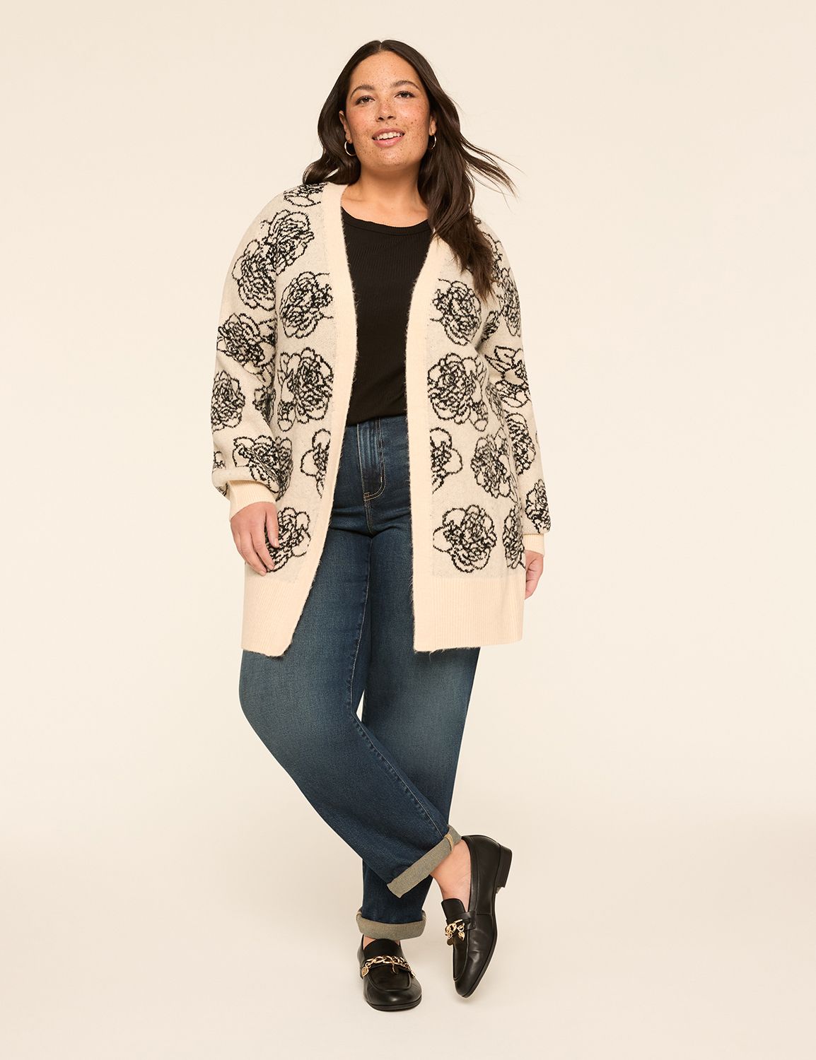 Classic Long Sleeve Open Front Jacq | LaneBryant