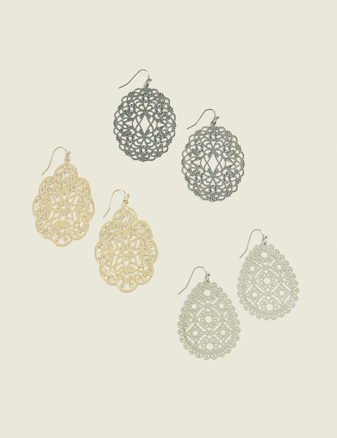 Mixed Metal Filigree Earring Pack | LaneBryant