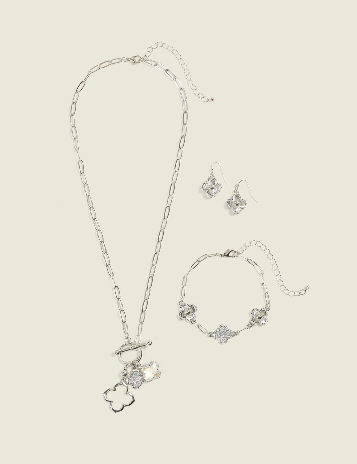 Silver Pave Clover Neck/Bracelet/Ea | LaneBryant
