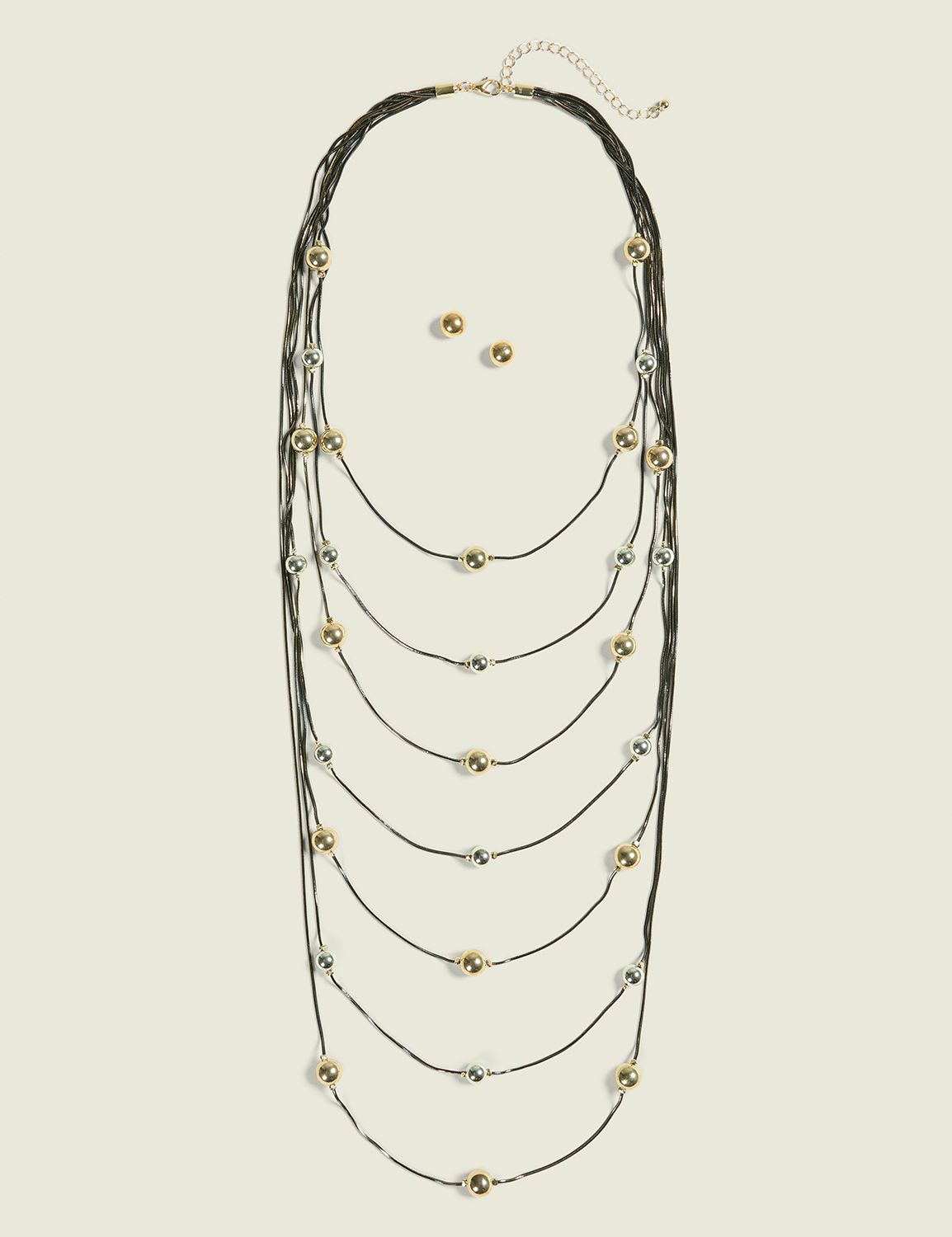 Chocolate Multi Row Necklace & Earr | LaneBryant