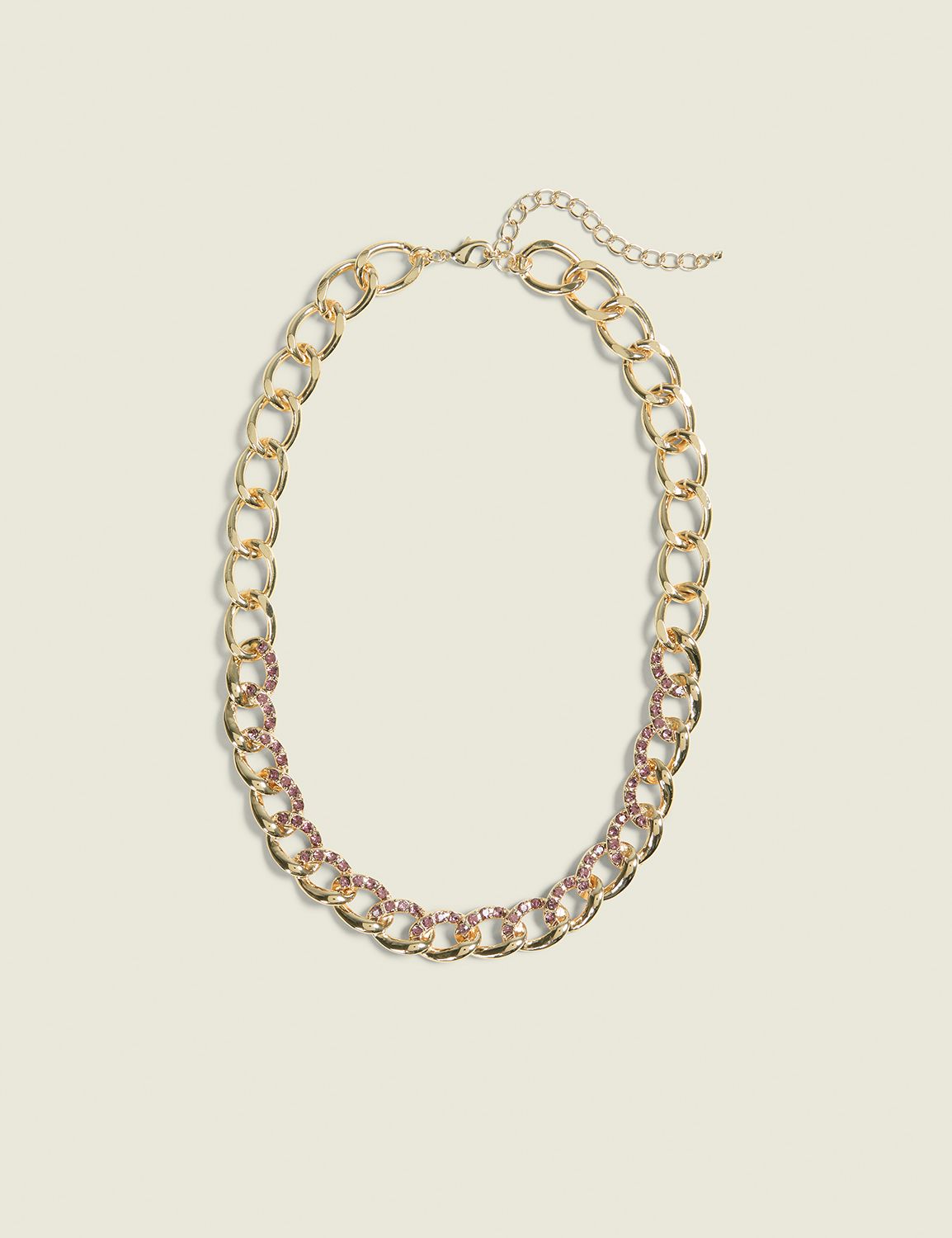 Gold & Purple Pave Chain Necklace | LaneBryant