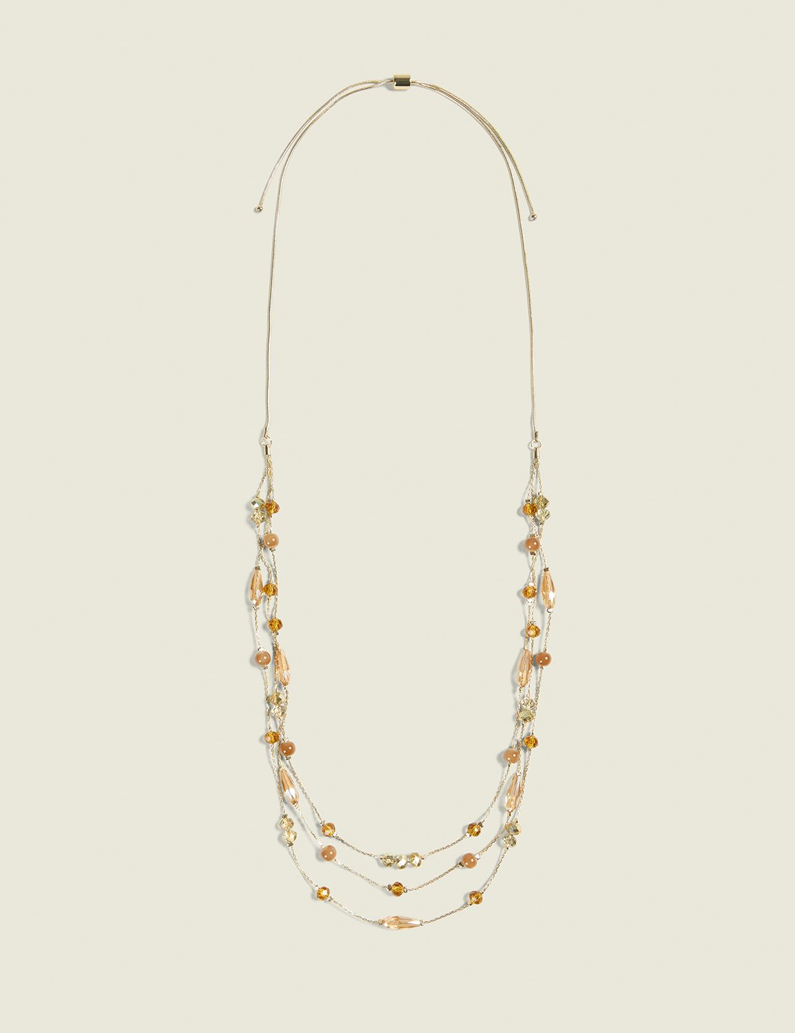 Neutral Beaded Multi Row Necklace | LaneBryant