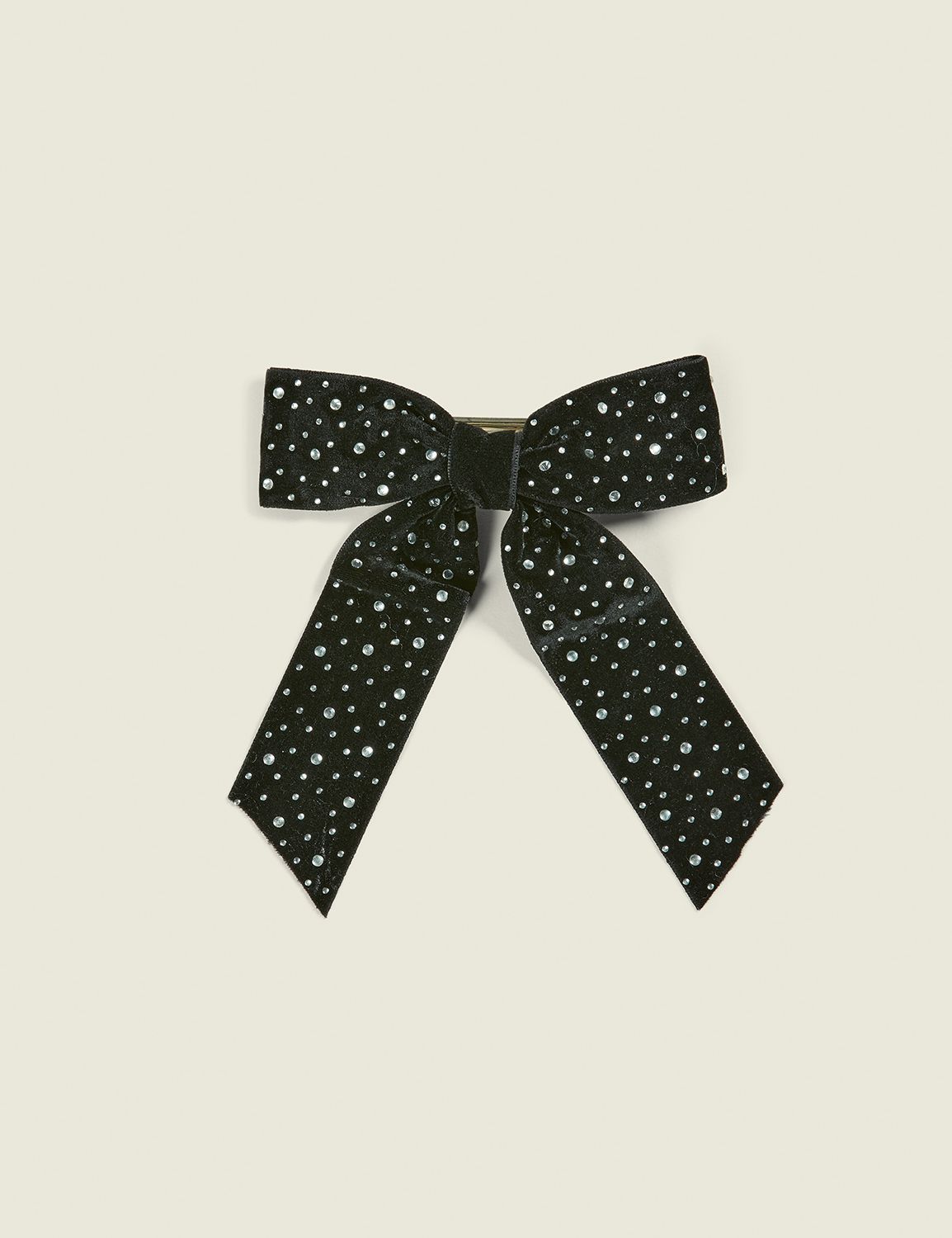 Black Large Embellished Bow Clip | LaneBryant
